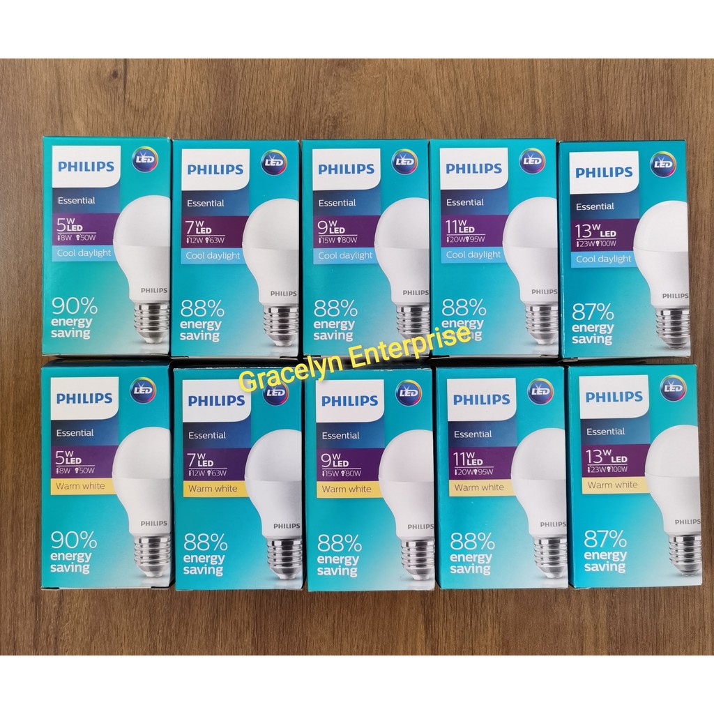 Philips Essential LED Bulb 5w 7w 9w 11w 13w Lampu LED | Shopee Malaysia