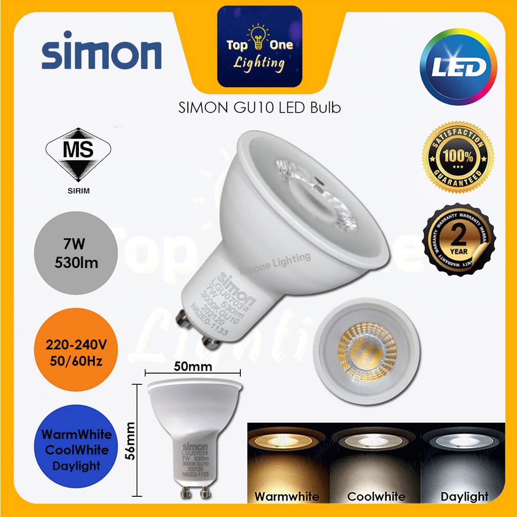 [SIRIM Approved] SIMON 7 Watt GU10 LED Bulb 2 Years Warranty Direct ...