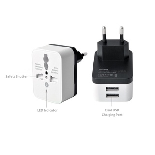 EU / UK / US to Universal Plug Adapter with 2 USB Outlet USB Wall ...