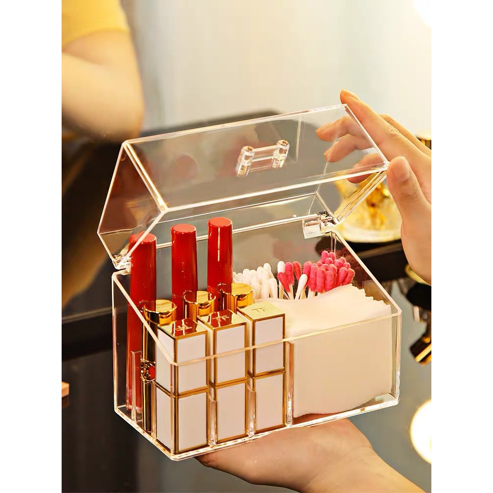Acrylic Cotton Pads Buds Lipstick Holder Organiser Storage Box | Shopee ...