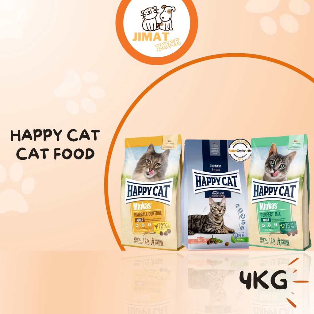 Happy Cat Cat Food 4KG - Atlantic Salmon , Hairball , Perfect Mix ...