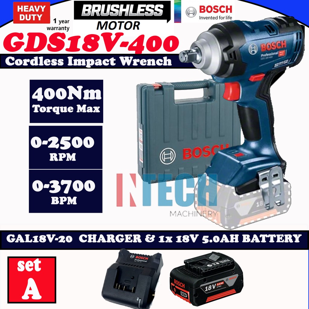 Bosch Gds18v 400 Gds18v400 Cordless Impact Wrench Brushless Motor C W