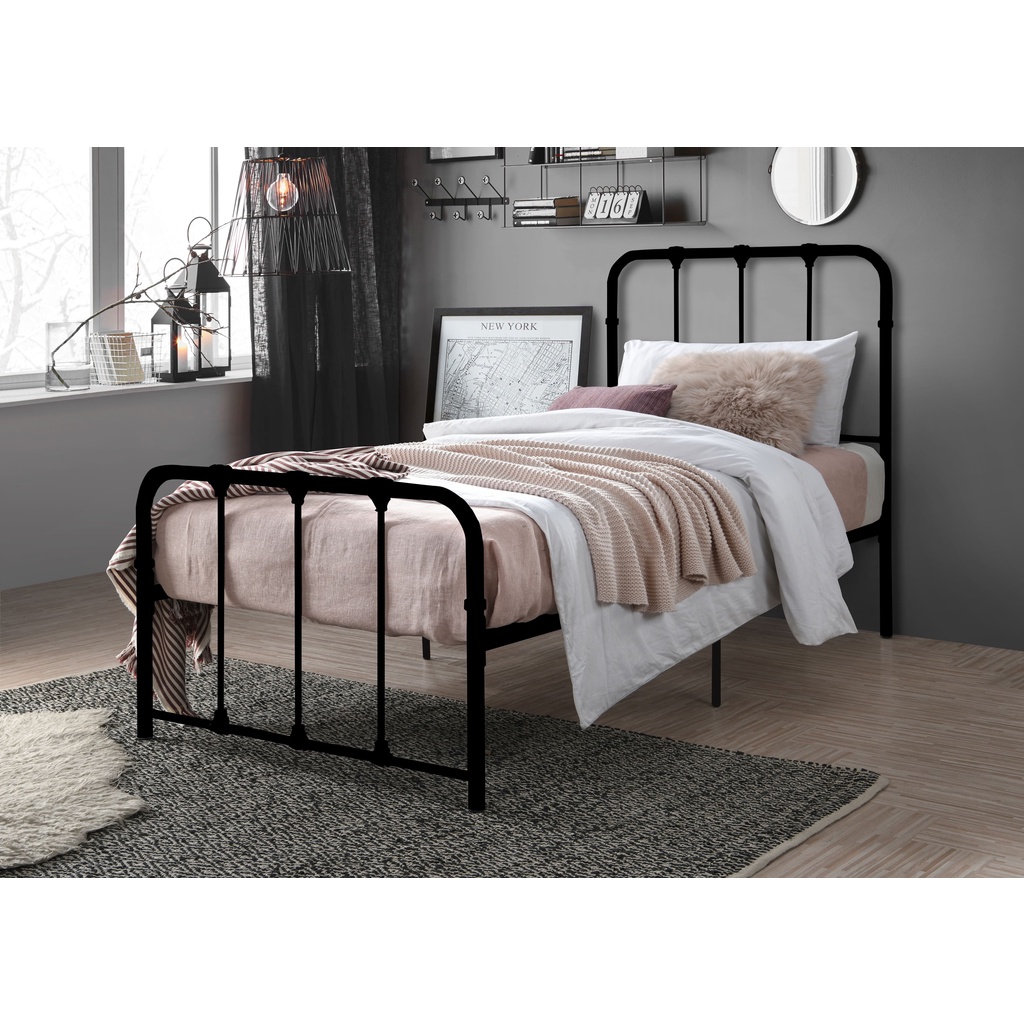 Single Bed Metal / Katil Bujang Besi / BedFrame with headboard Metal ...