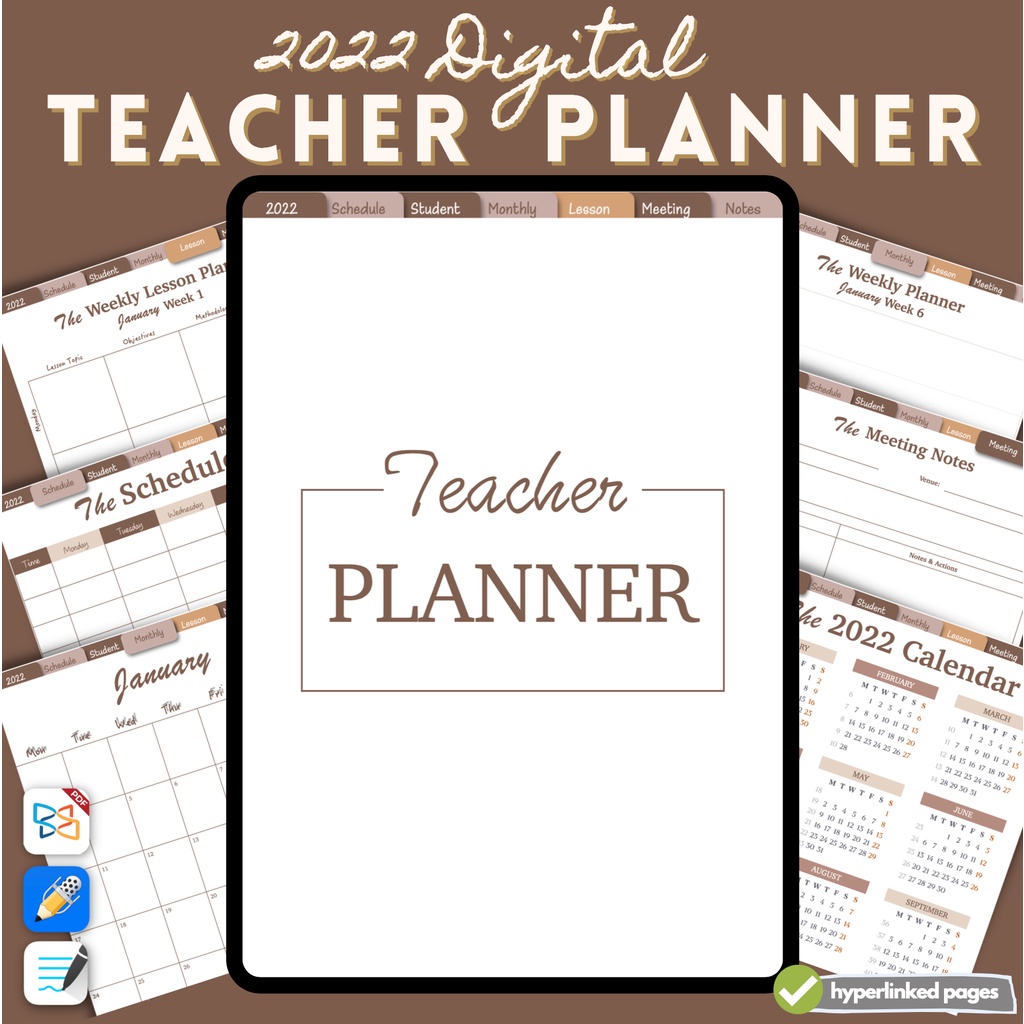 2022 Digital Teacher Planner || Printable PDF || 2022 Planner | Shopee ...