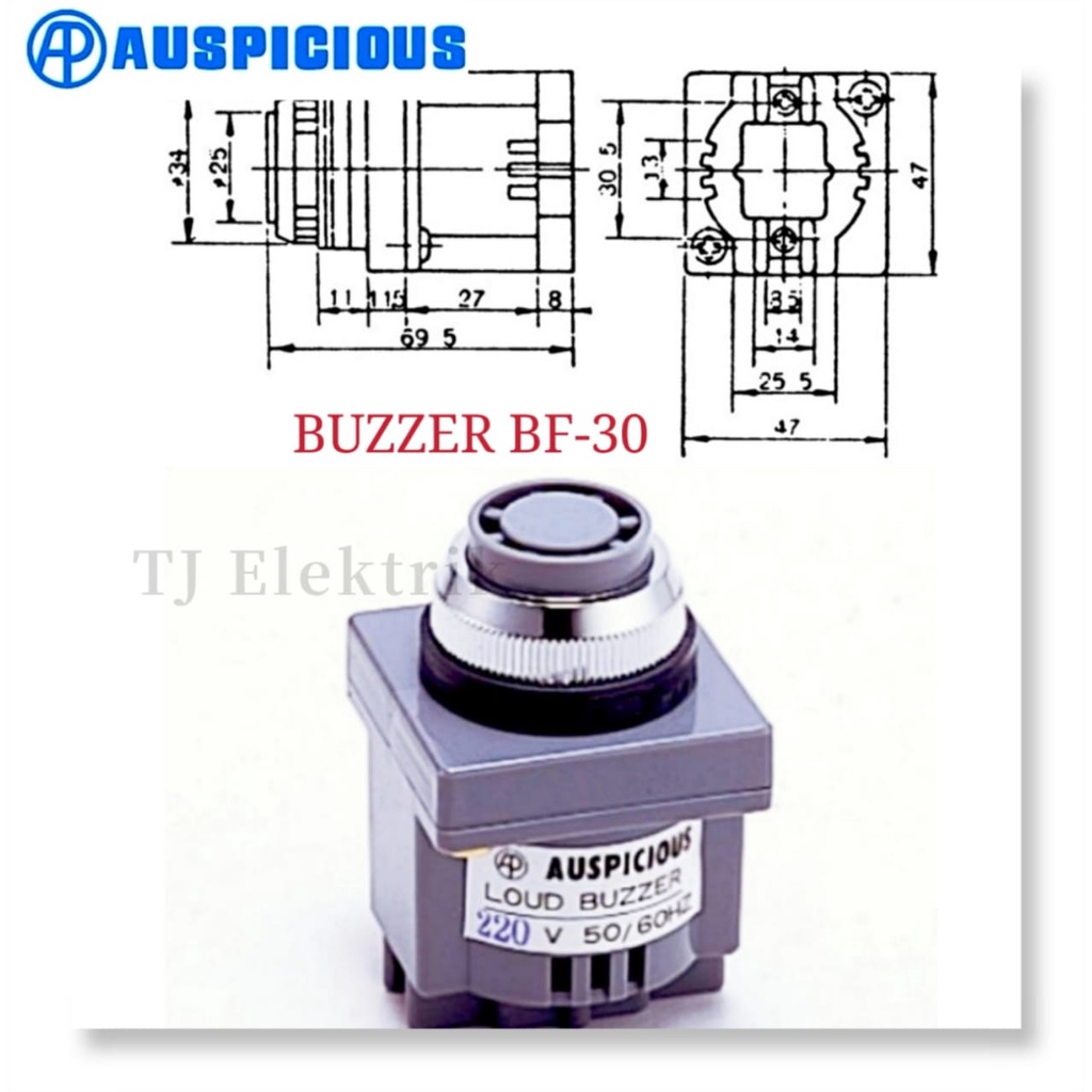 AUSPICIOUS BUZZER BF-30 FLUSH MOUNTING 24VDC/220VAC AUSP | Shopee Malaysia