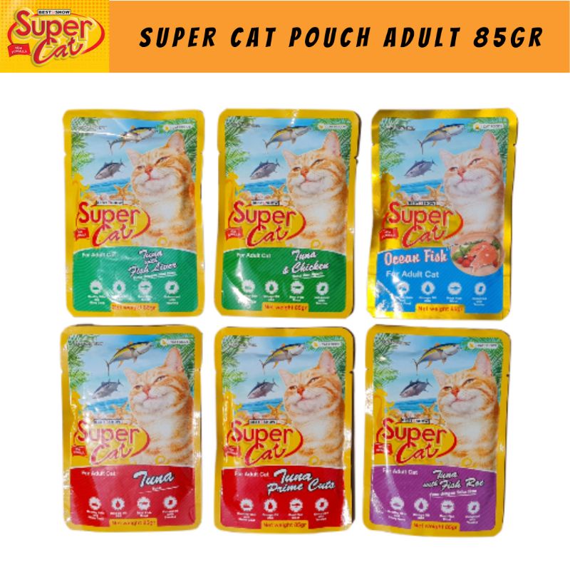 Supercat Cat Food Pouch Adult Cat Food Assorted Flavors 85gr - Super ...