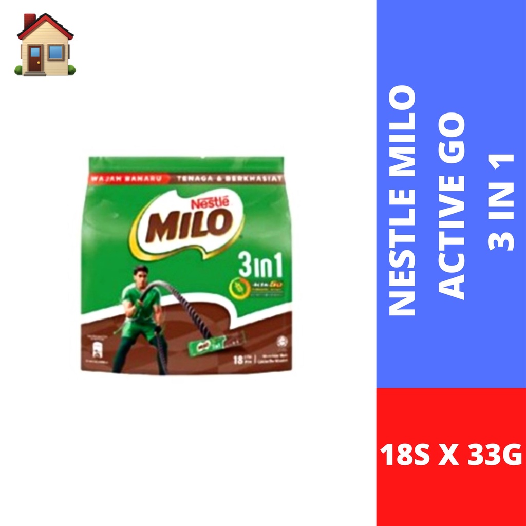 NESTLE MILO ACTIV GO 3 IN 1 - 18 STICKS free 3 X 33G (Exp: 04/24 ...