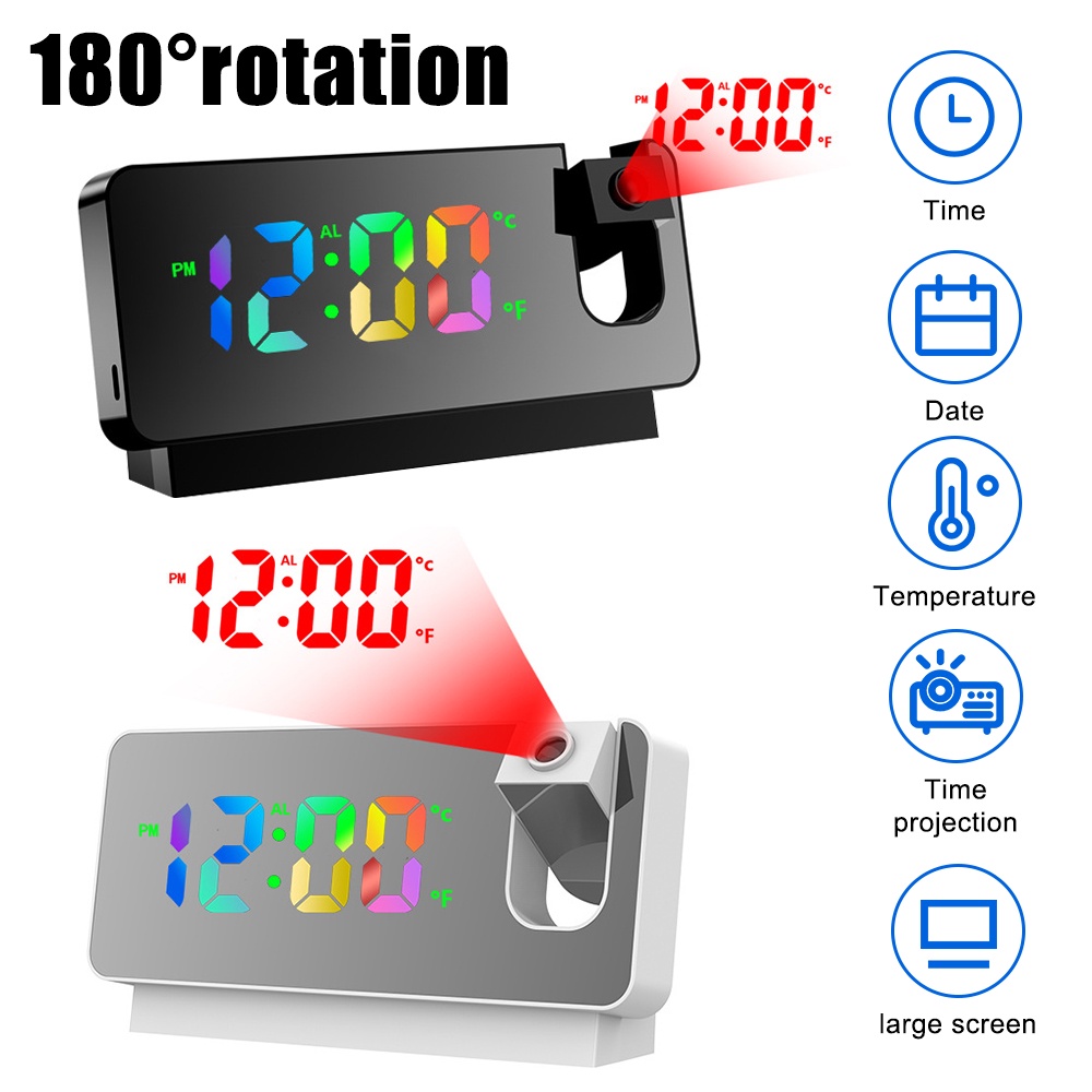 LED Digital Alarm Clock with Projection Electronic Clock Time Projector ...
