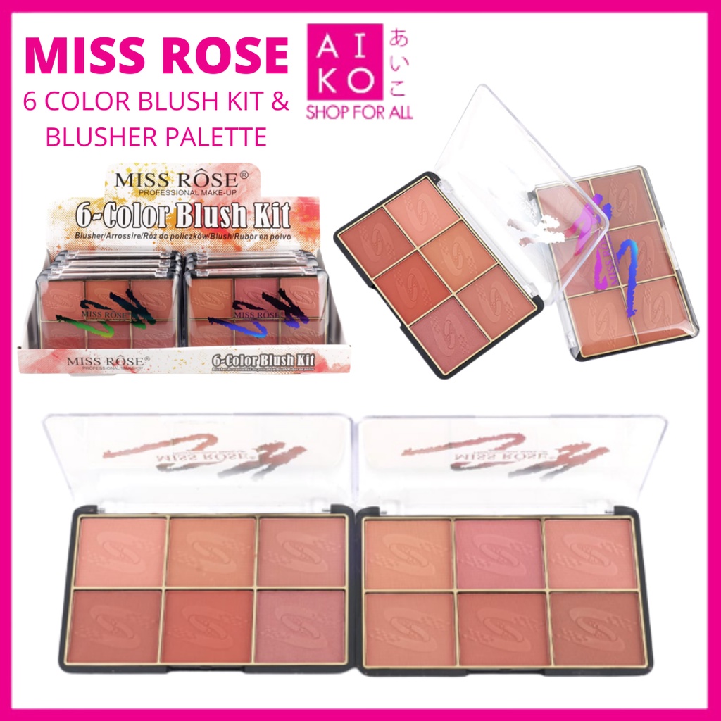 (AIKO)BLUSHER KIT & BLUSHER PALETTE MISS ROSE 6 COLOR | Shopee Malaysia