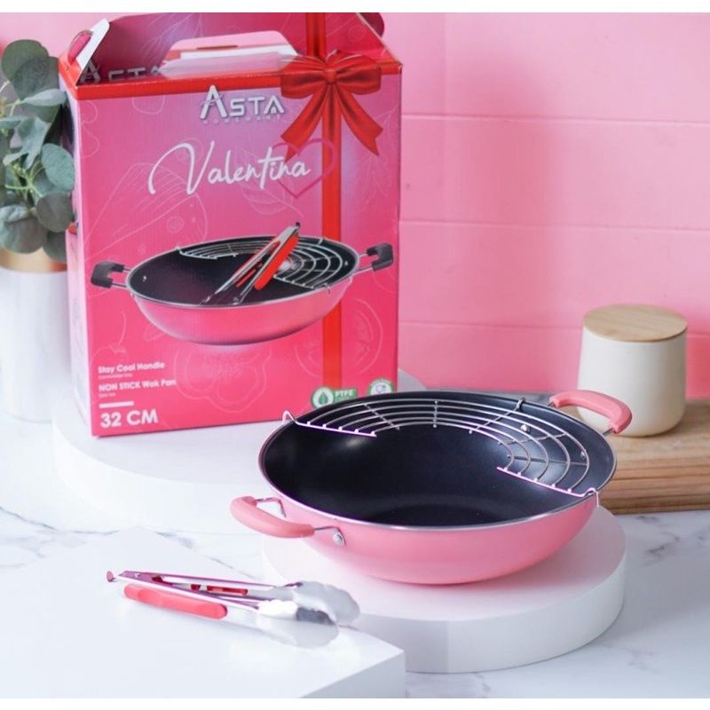 (1KG) Frying pan asta VALENTINA COOKWARE SERIES 3PC wok pan asta Non ...