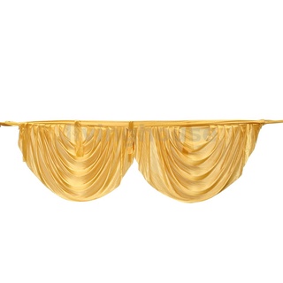 Detachable Langsir Decor Gold Silky Satin Backdrop Curtain Swags ...
