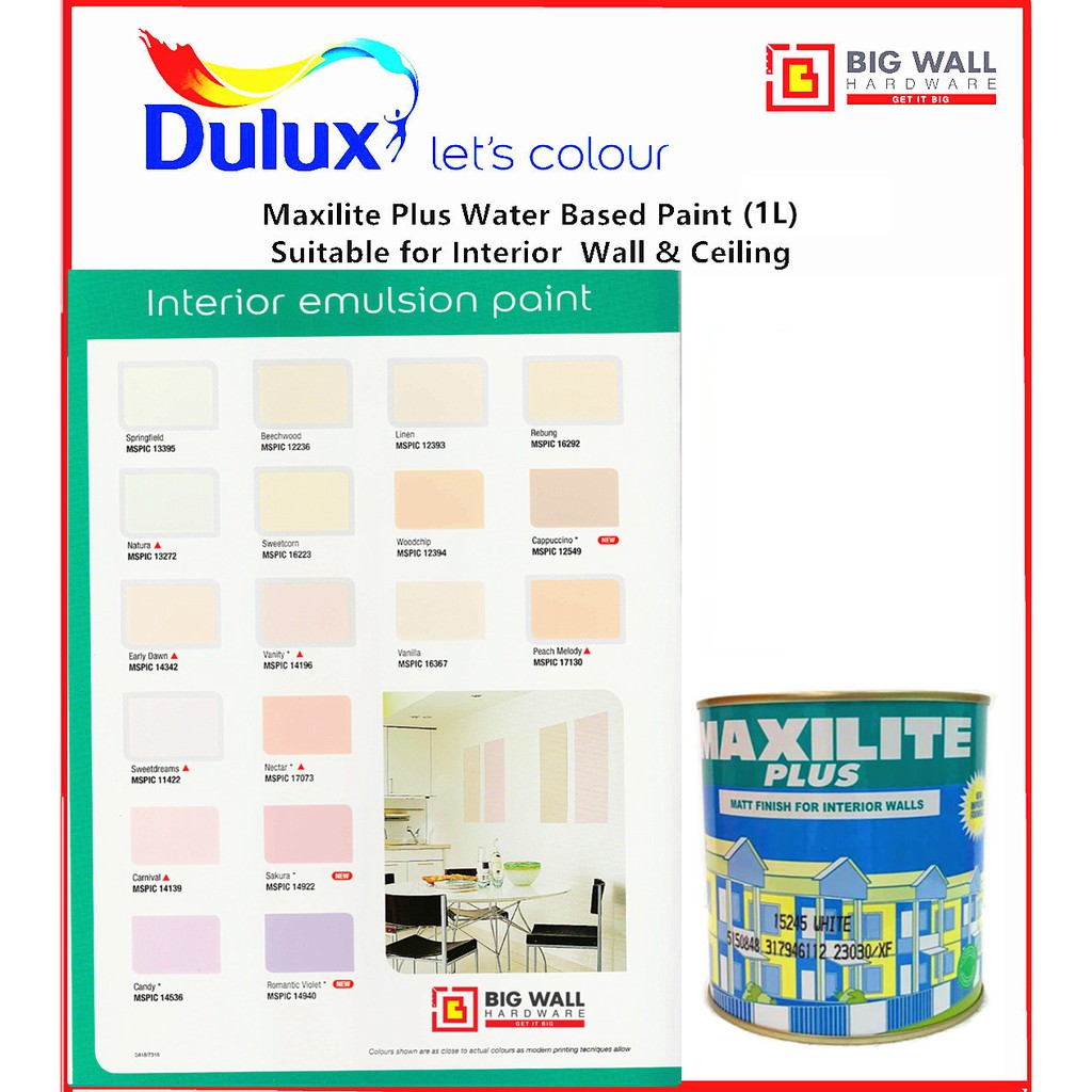 Maxilite Plus Emulsion Paint (1L) P1 *For Interior Wall & Ceiling Water ...