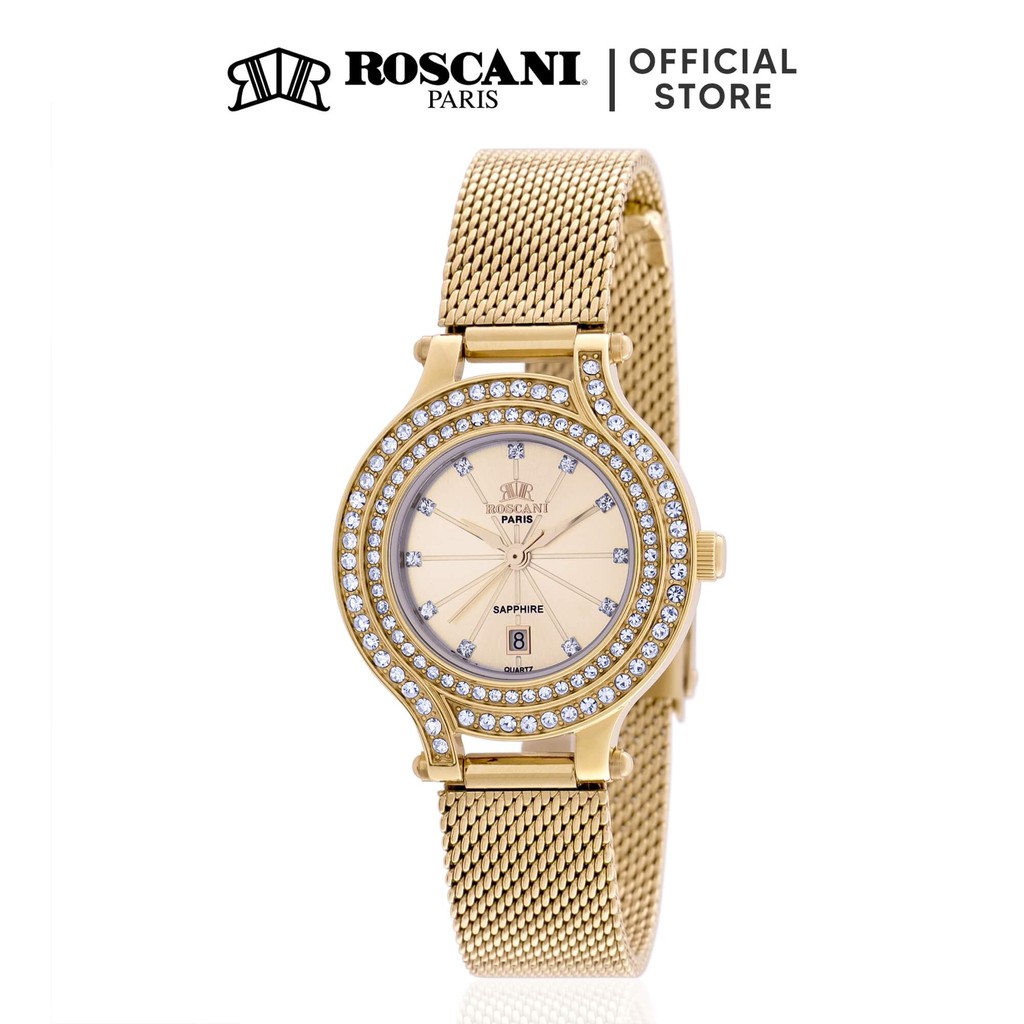 Roscani Sapphire Crystal + Gemstone Bezel | Stainless Steel Watch ...