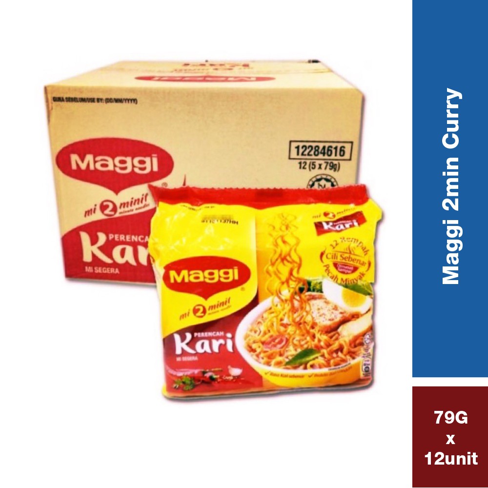 Maggi 2-Min Curry 5 Packs 79g x 12unit (1 carton) / Maggi Kari | Shopee ...