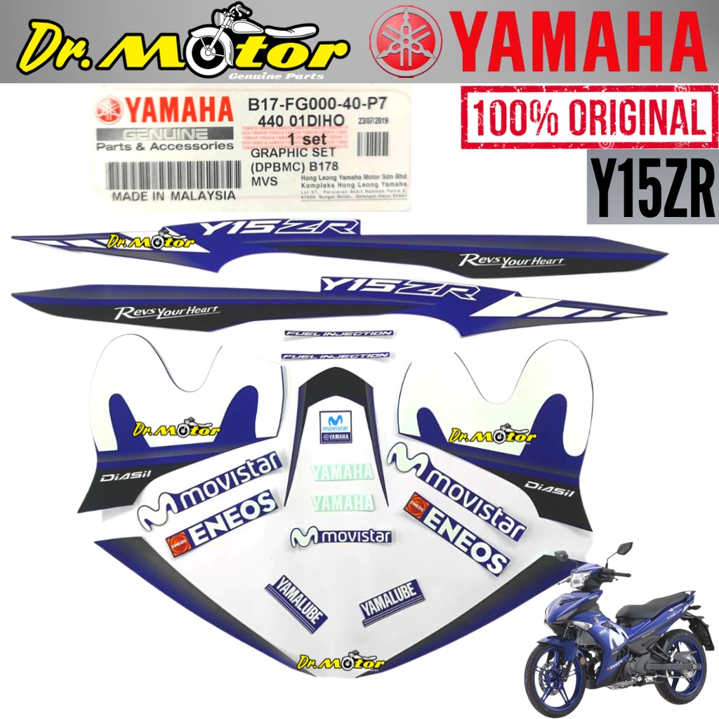 100% ORIGINAL YAMAHA Y15ZR V1 Y15 STICKER BODY STRIPE GRAPHIC COMPLETE ...