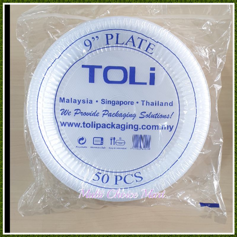 TOLI PP Plate 7 / 9 / 10 Inch / Pinggan Plastik Pakai Buang / Pinggan ...