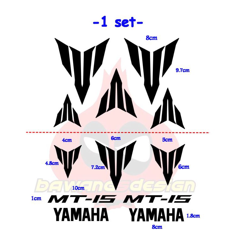 MT LOGO, FONT & YAMAHA STICKER MT15 MT25 MT07 MT09 MOTOR DECALS ...