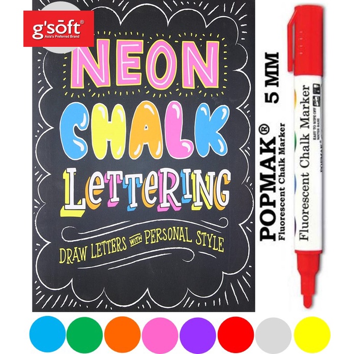 Gsoft Fluorescent Marker Chalk Marker Popmak Popart for Glass and ...