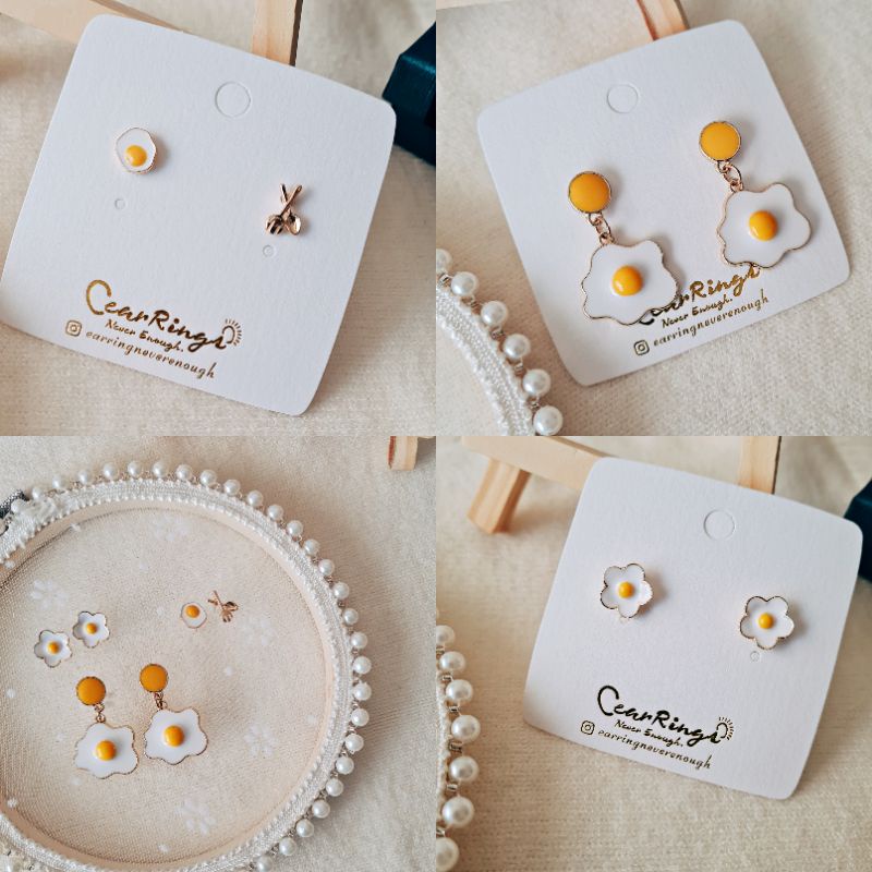 Anting-anting Bentuk Telur Comel Kartun s925 Jarum Perak (Gaya Jepun ...