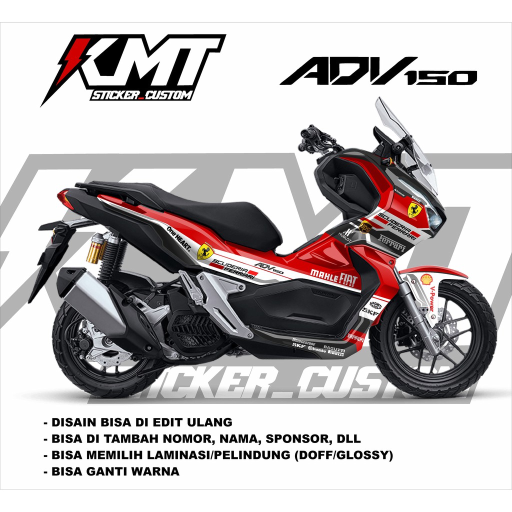 Honda adv 150 sticker Decal with the LATEST ferrari FULLBODY liver ...
