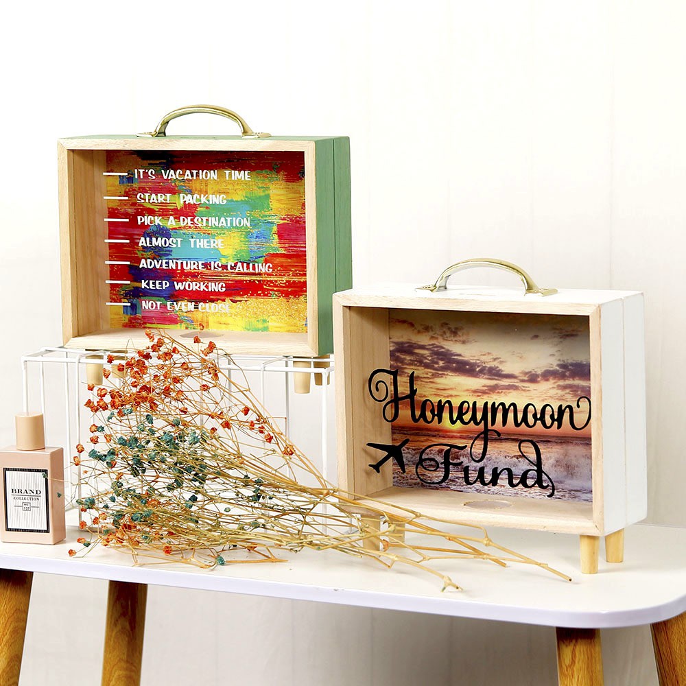 Shadow Box Bank - Wooden Shadow Box, Adult Piggy Bank, Money Saving ...