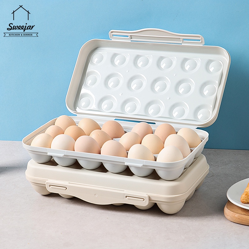 SWEEJAR 18/12 Grids Egg Storage Box with Cover PP Egg Container Tray ...