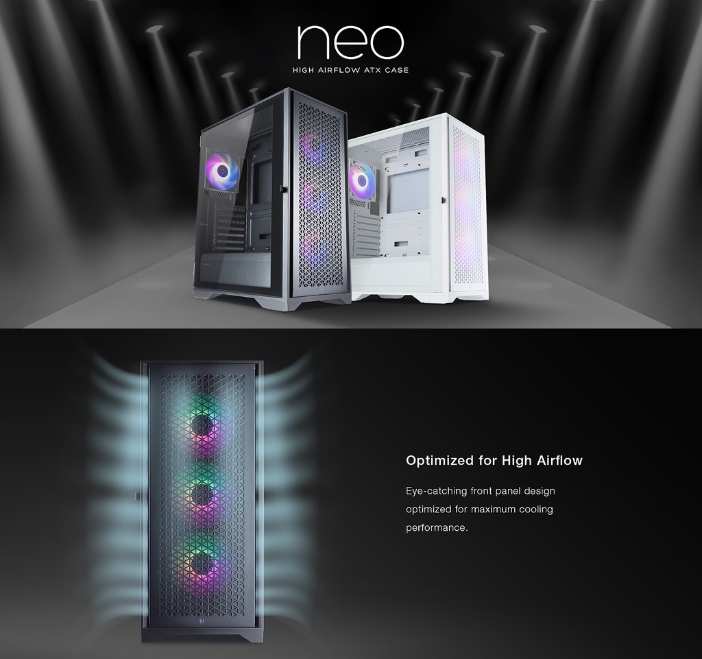 Tecware Neo Tempered Glass ARGB High Airflow ATX Casing - Black/White ...