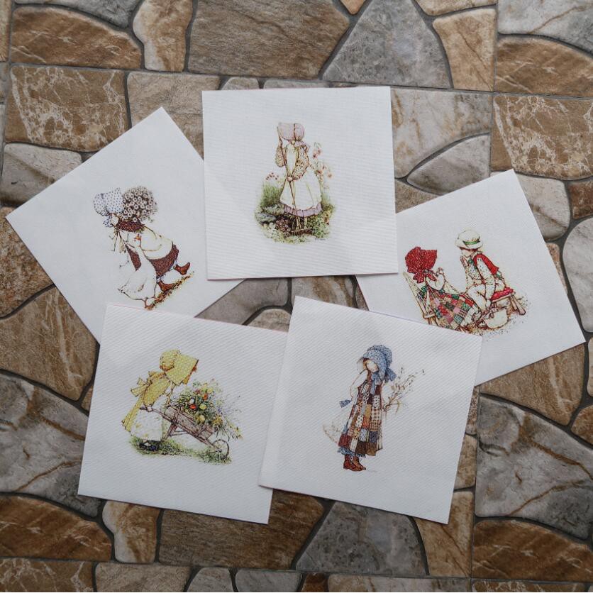 western vintga rural Girl 15x15 cm Canvas Cotton Linen Hand dyed ...