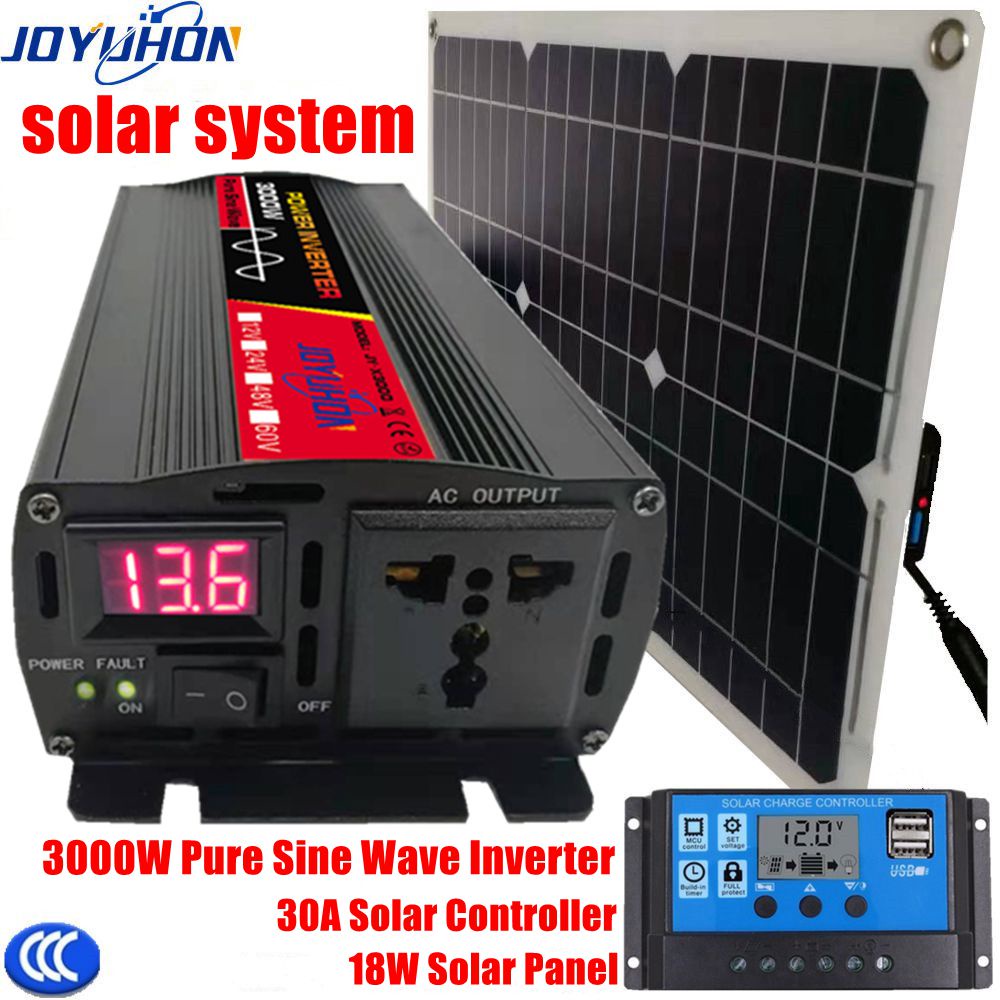 JOYUHON Solar Power Inverter System DC12V TO AC220V 3000W Pure Sine ...