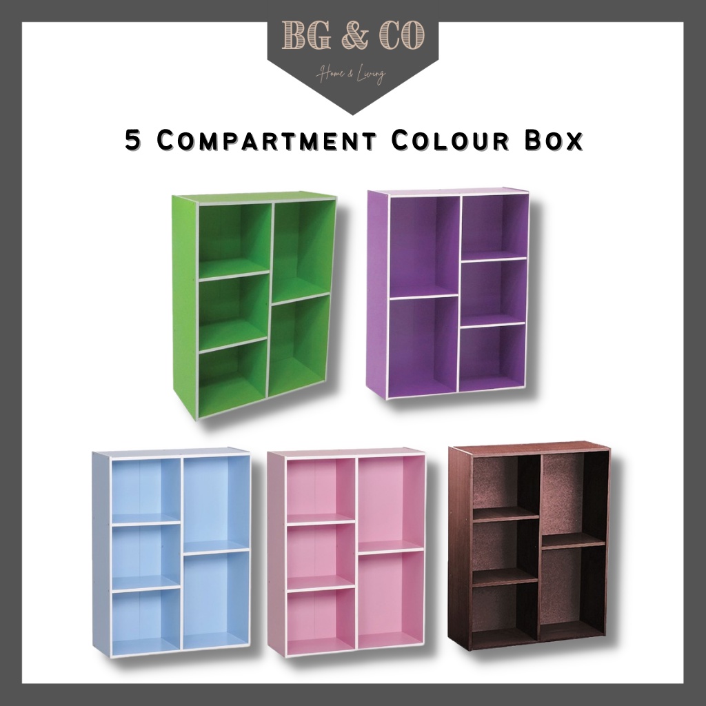 TORY 5 Compartment Color Box Storage Box Book Rack Bookshelf Bookcase ...