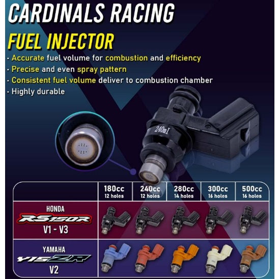 CARDINALS RACING FUEL INJECTOR RS150 V1/V2/V3 & RSX 150 180CC / 240CC ...