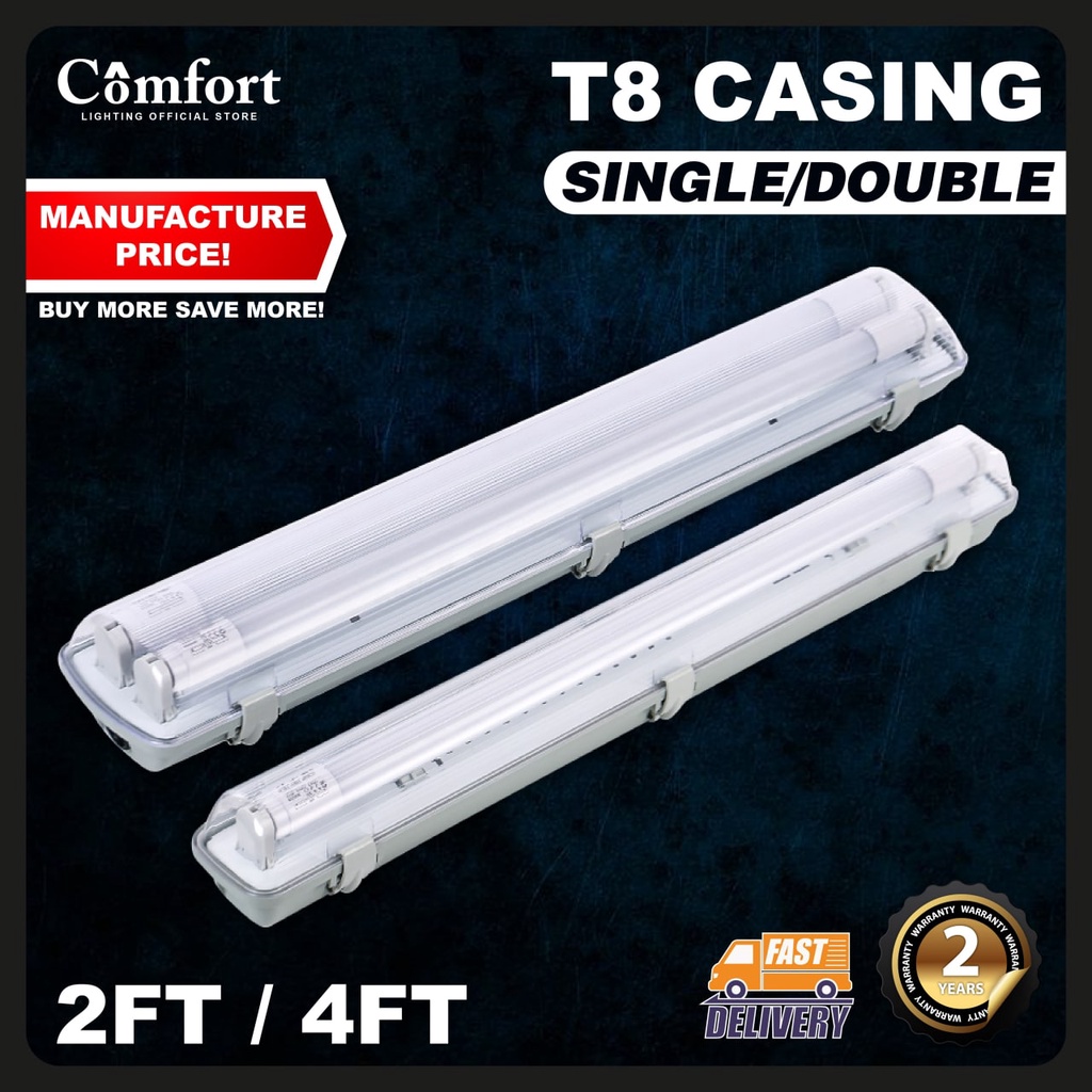 2ft 4ft Casing Fitting Single / Double Light Tube Fitting | Shopee Malaysia