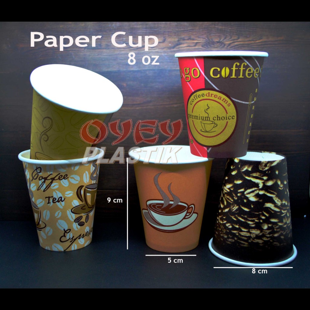 (Contains 50) Paper Cups/Paper Cups 8 Oz (patterns) | Shopee Malaysia