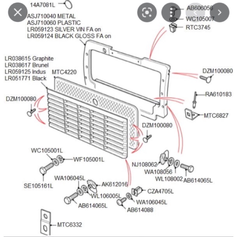 Land Rover Defender 110 & Puma Front Radiator Grille ALR8765PUC ...