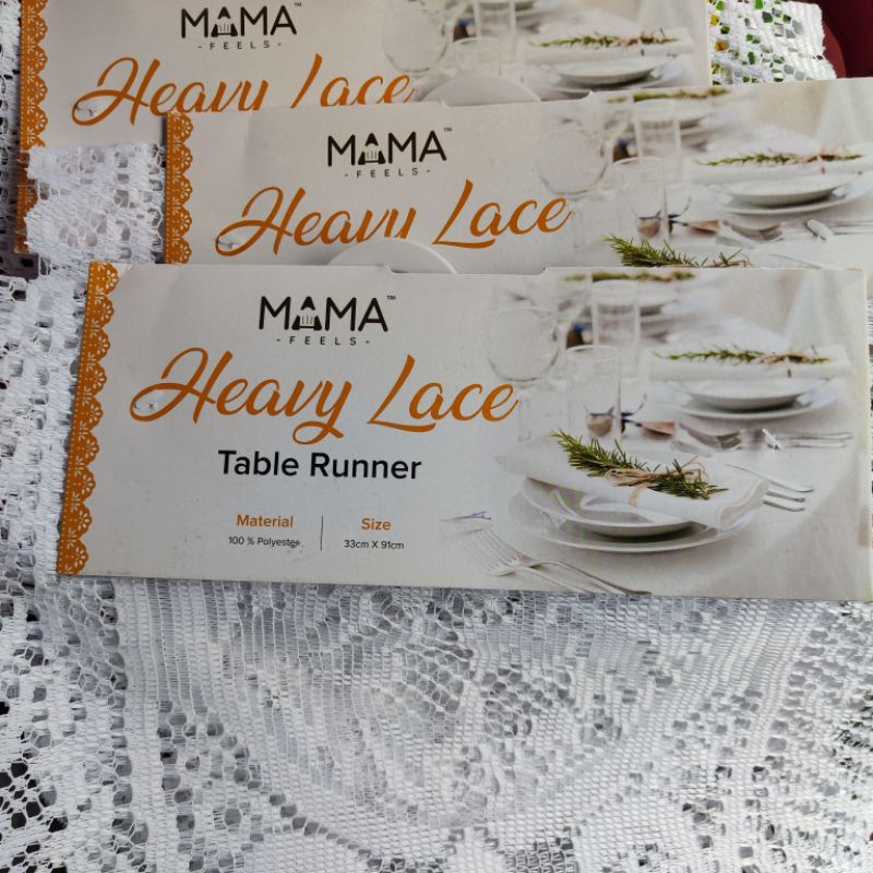 Mama Lace Table Runner Putih Alas Meja White (91cm X 31cm) | Shopee ...
