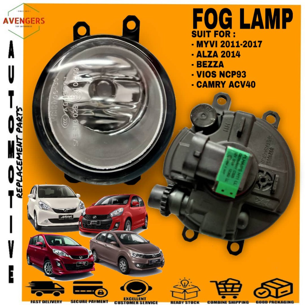 MYVI BEZZA ALZA VIOS CAMRY ALTIS ESTIMA FOG LAMP BUMPER LAMP SPORT LIGHT WITH BULB HIGH QUALITY ...