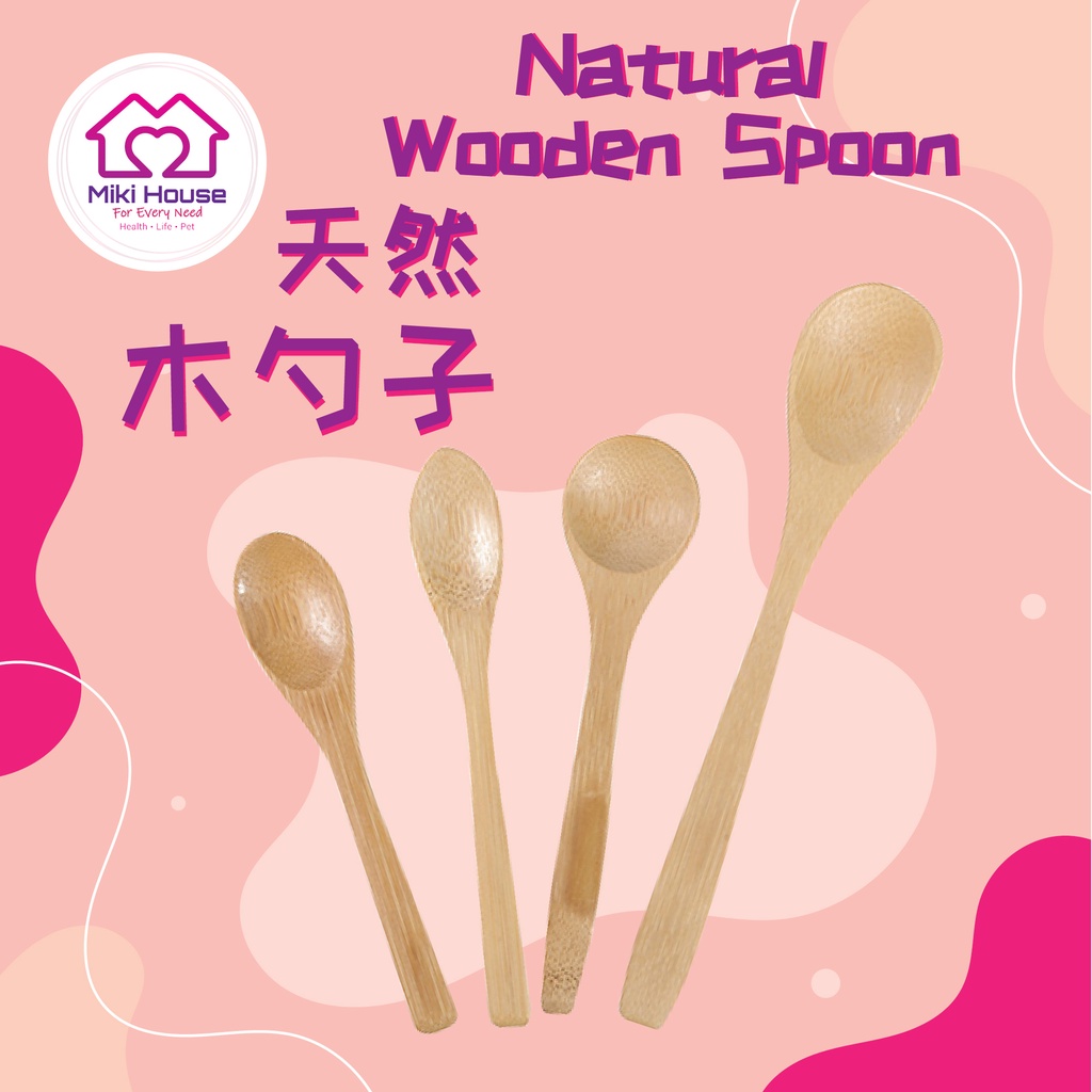 Natural Wooden Spoon 天然木勺子 | Sudu Kayu Rempah Spices Spoon Honey Spoon ...