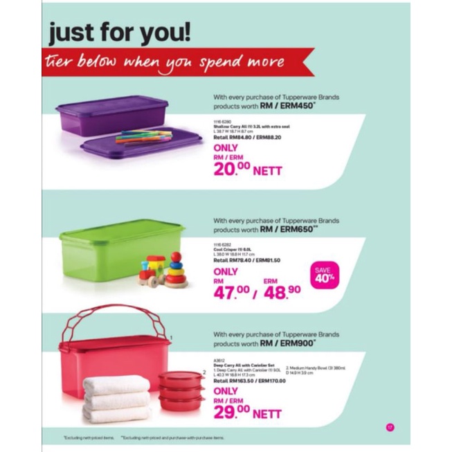Tupperware Shallow Carry All With Extra Seal 1 Full Set | Shopee Malaysia