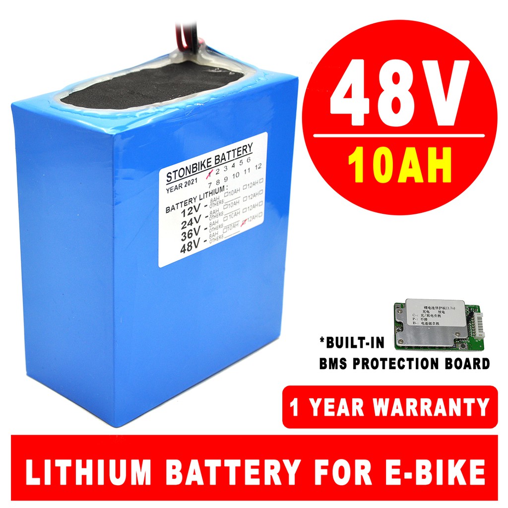 48V 10AH Lithium Battery PACK For E-Bike / Basikal Elektrik | Shopee ...