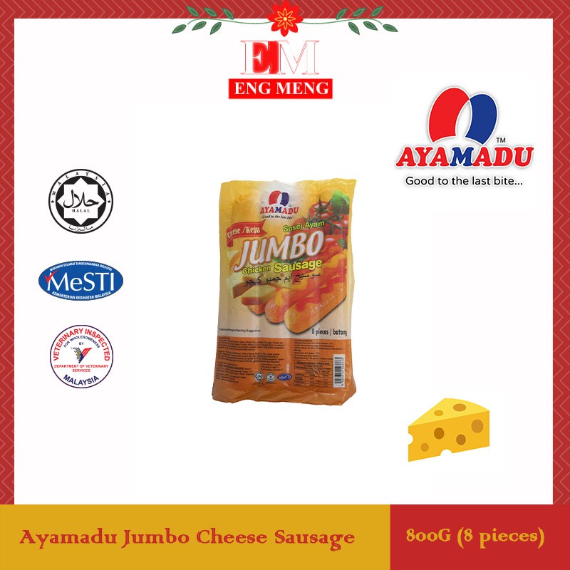 Ayamadu Jumbo Cheese Chicken Sausage Original (8 Pieces) Ayamadu ...