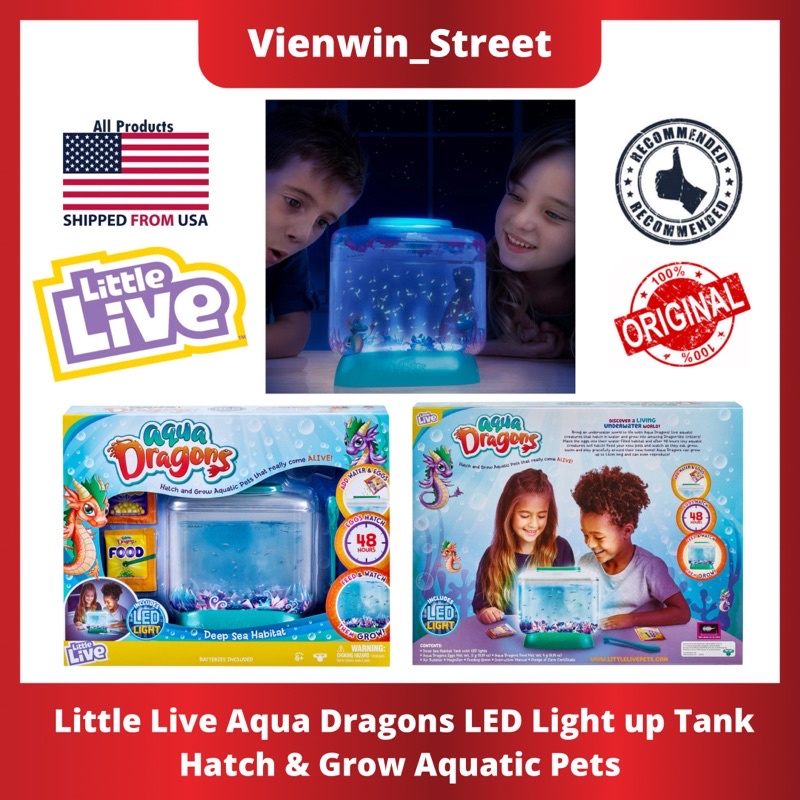 🔥Ready🔥Little Live Aqua Sea Dragons with LED Light Up Tank Hatch Pets # ...