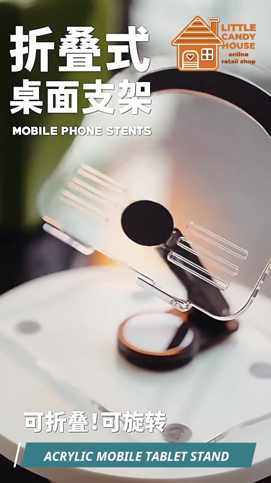 360° Acrylic Base Mini Laptop Phone Tablet Stand Transparent Adjustable Desktop Smartphone Pad ...