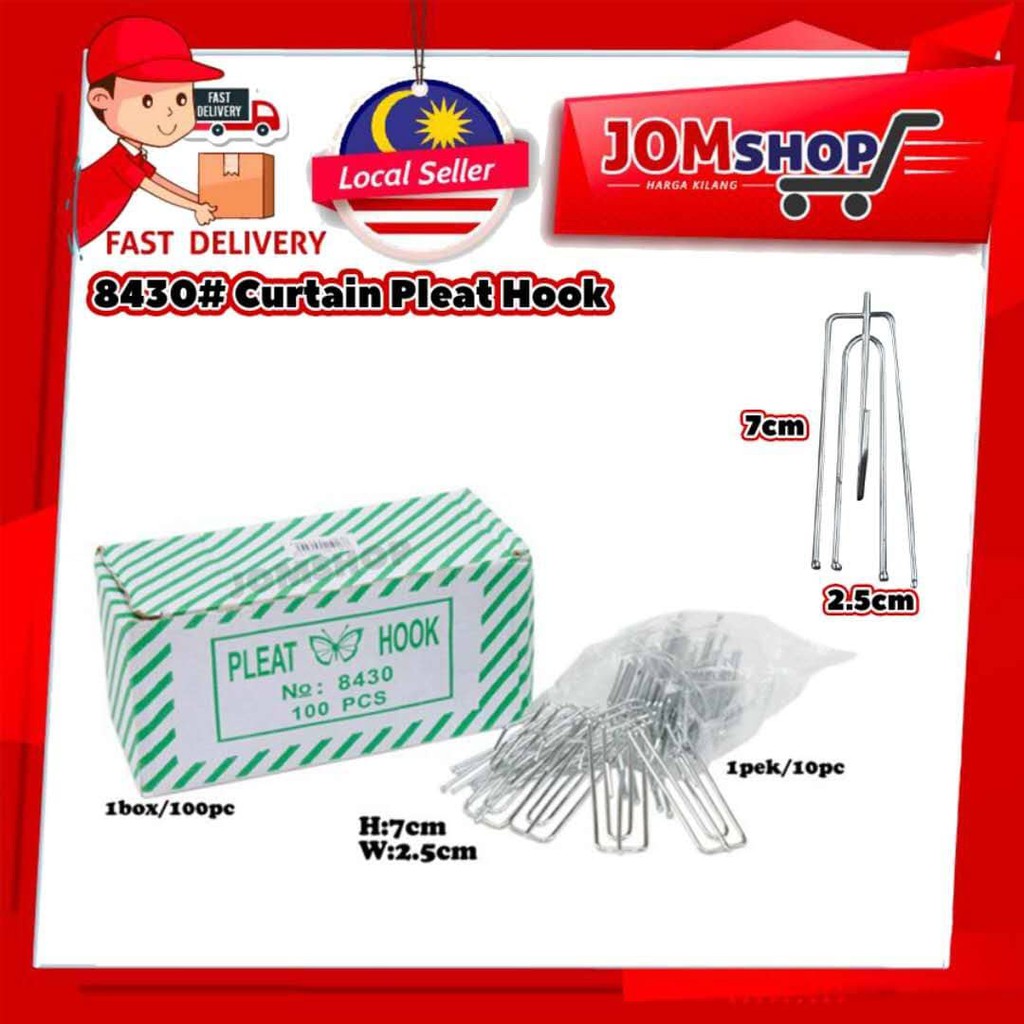 (100PCS) 8430# Curtain Hook / PLEAT HOOK /Middle Hook/ Cangkuk Langsir ...