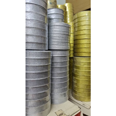 Gold and Silver Glitter ribbons/ Metallic ribbons/ Ribbon hantaran ...