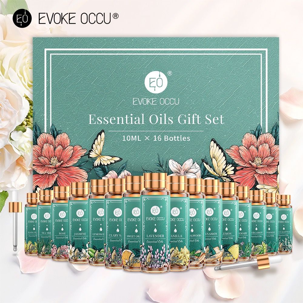 Gift Set Evoke Occu 10ml Essential Oil Top 16 Gift Box with Dropper Diffuser Soap Candle Making ...