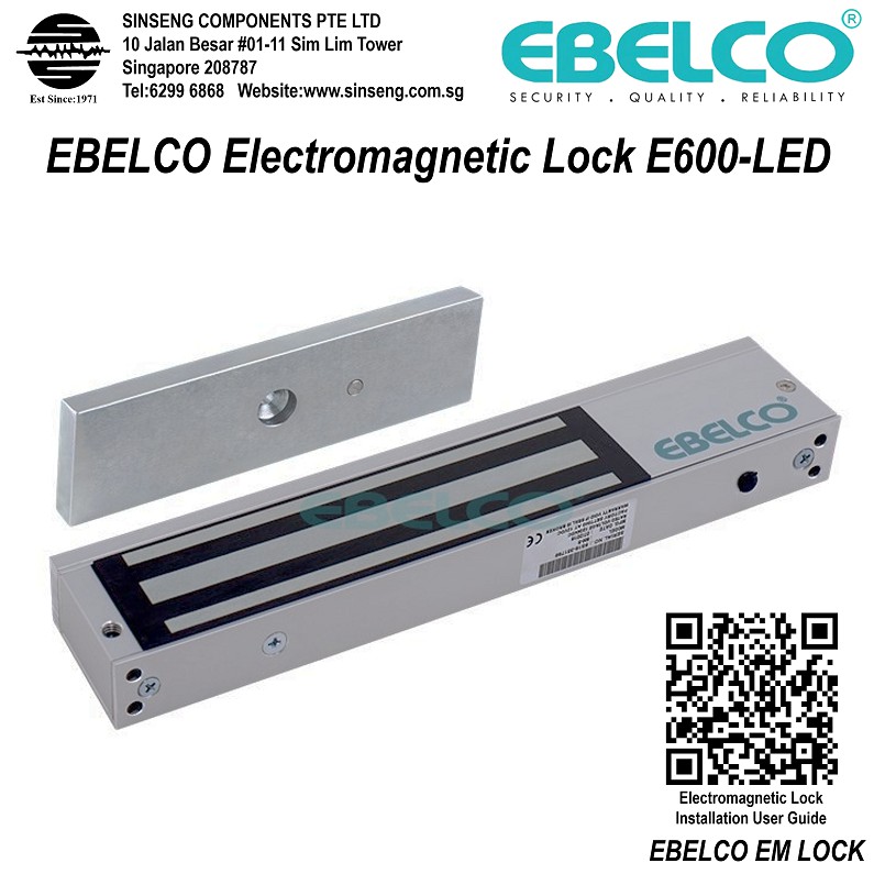 EBELCO Electromagnetic EM Lock E600-LED (600lbs/280KG) 12V | Shopee Malaysia