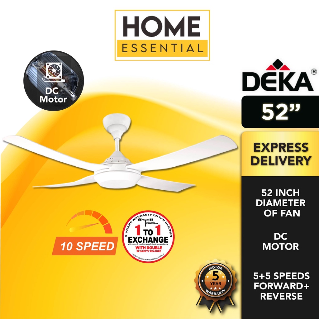 Deka DC-X BK 4 Blades Dc Motor Black Ceiling Fan With Remote Control ...