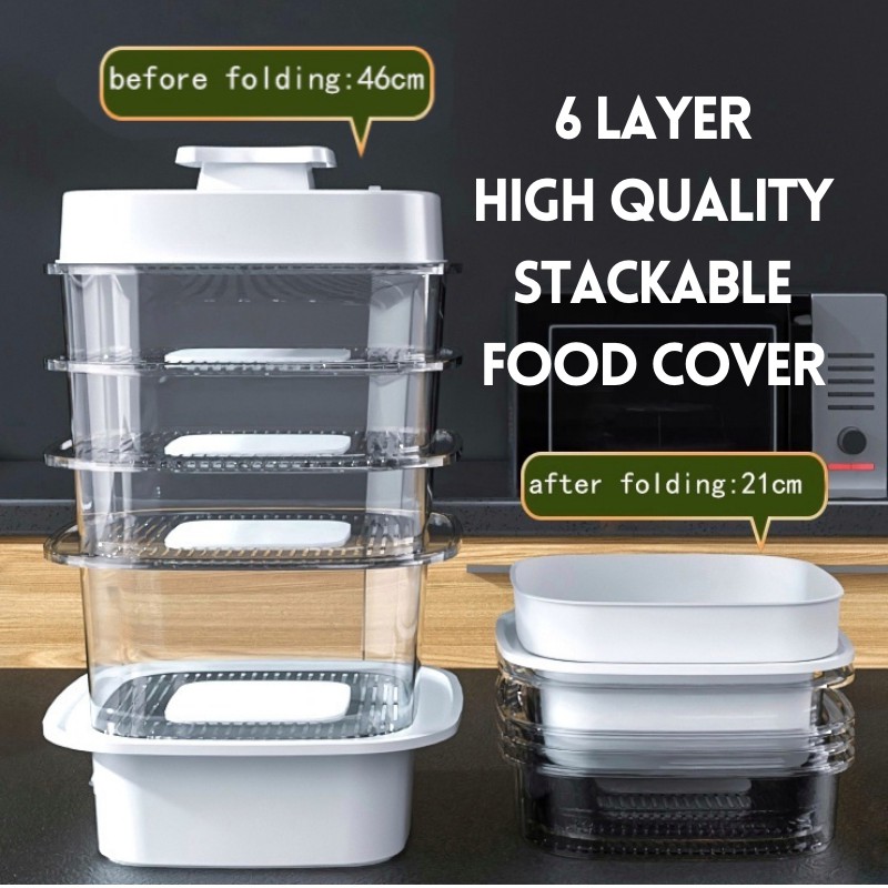 【PREMIUM QUALITY】 6 LAYER FOLDABLE STACKABLE KITCHEN MULTI LEVEL FOOD ...