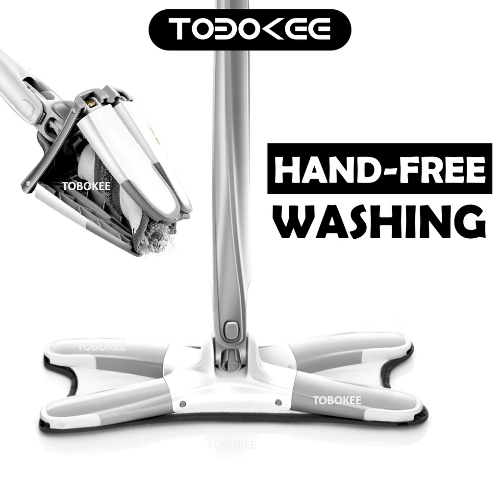 Most Trendy X-Shape Self-Twisting Lazy Mop with Microfiber Pad Mop ...