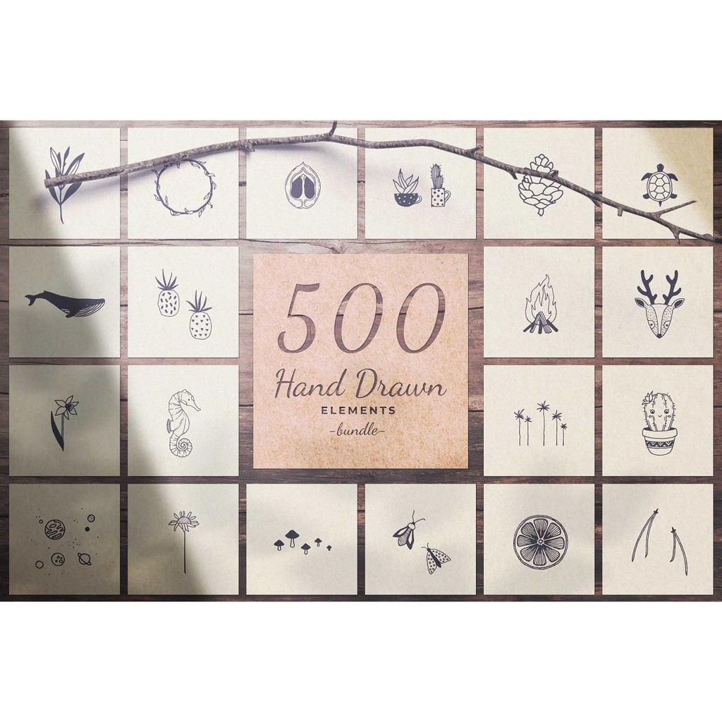 Ai Psd 500 Hand Drawn Elements Bundle Ai Eps Psd Png Shopee Malaysia